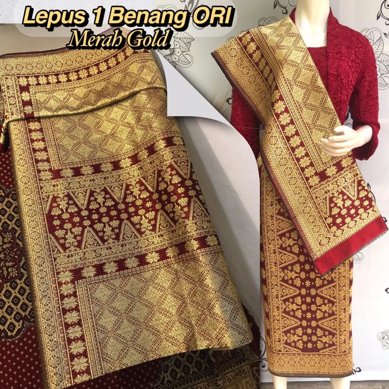 Jual Songket Lepus 1 Benang ORI Merah Gold-Asli Tenun Tangan Palembang(Ilham Songket) | Shopee ...