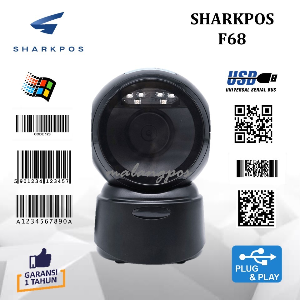 Jual Barcode Scanner 2D Sharkpos F 68 QR Code USB BS-F68 Barcode ...