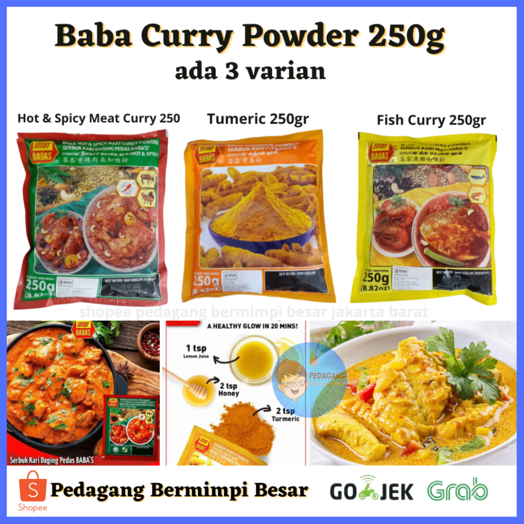 Jual Baba Curry Powder 250g Ada 3 Varian / BABA'S CURRY POWDER/ Curry ...