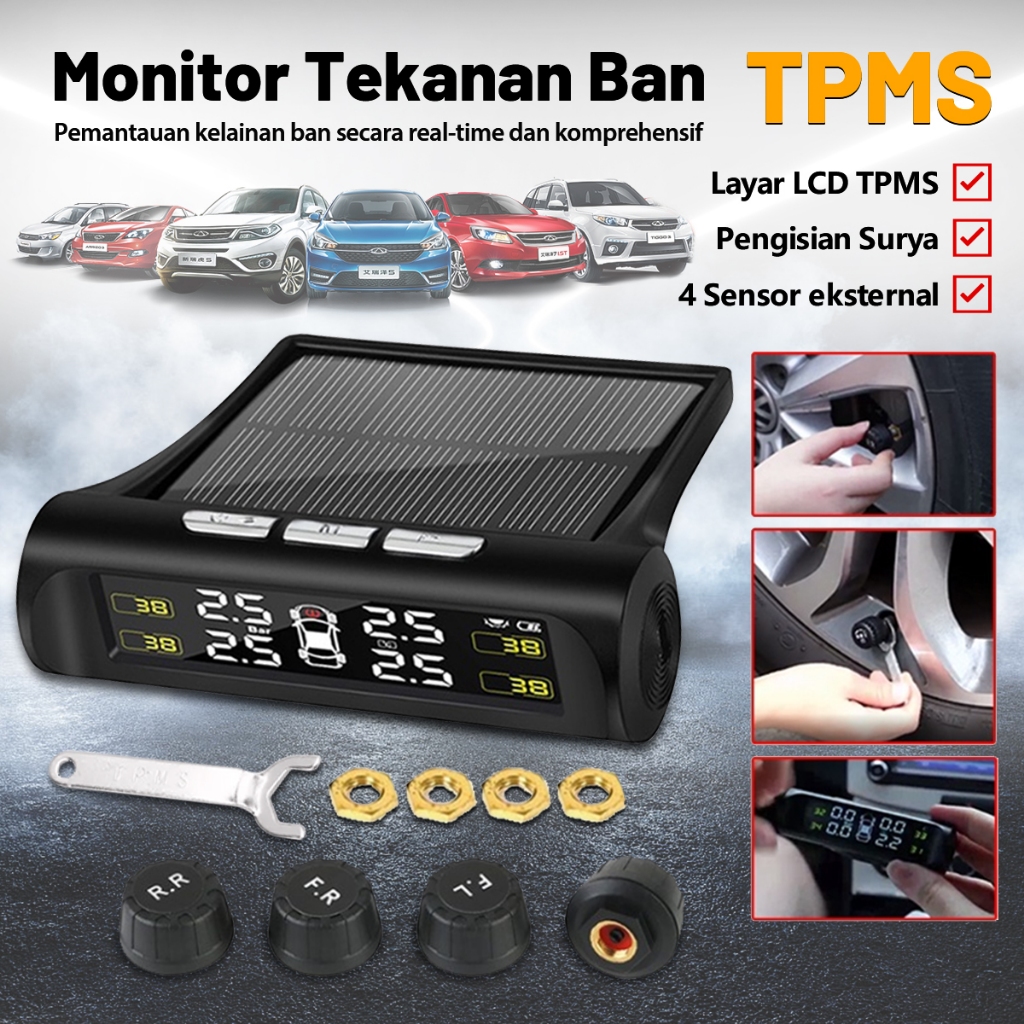 Jual TPMS Alarm Pengukur Tekanan Ban Mobil T1 Tire Pressure Monitor ...