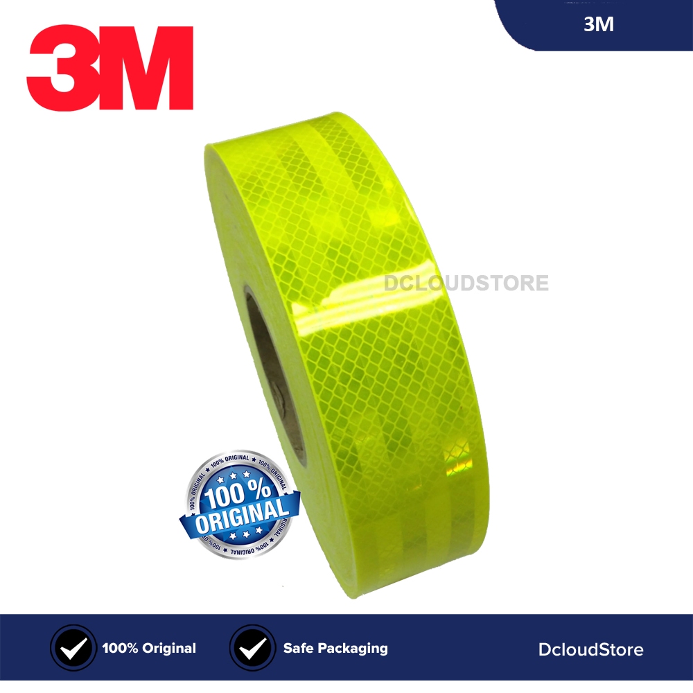 Jual Reflector Tape 3M Fluor Yellow Green Kuning 2 inch 50 Stiker ...