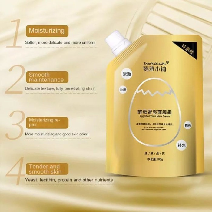 Jual masker telur viral memutihkan Egg Shell Yeast Mask Cream Zhen Ya ...