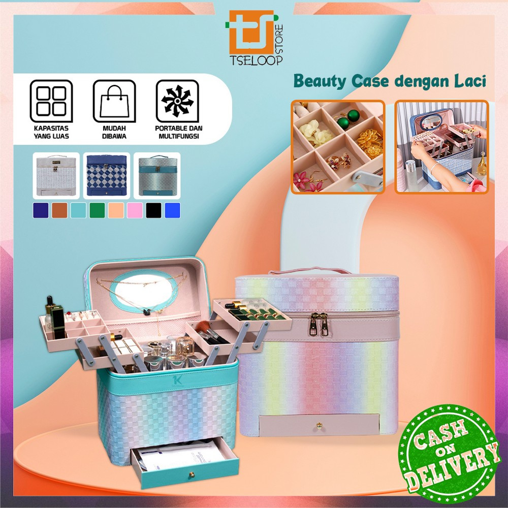 Jual OFM-K157 Beauty Case Makeup Box Motif dengan Laci dan Tempat ...