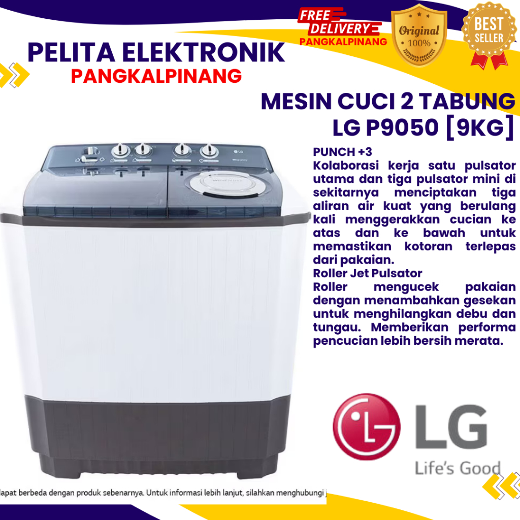 Jual MESIN CUCI LG P9050 [9KG] / LG P9050 MESIN CUCI DUA TABUNG LG9050 ...