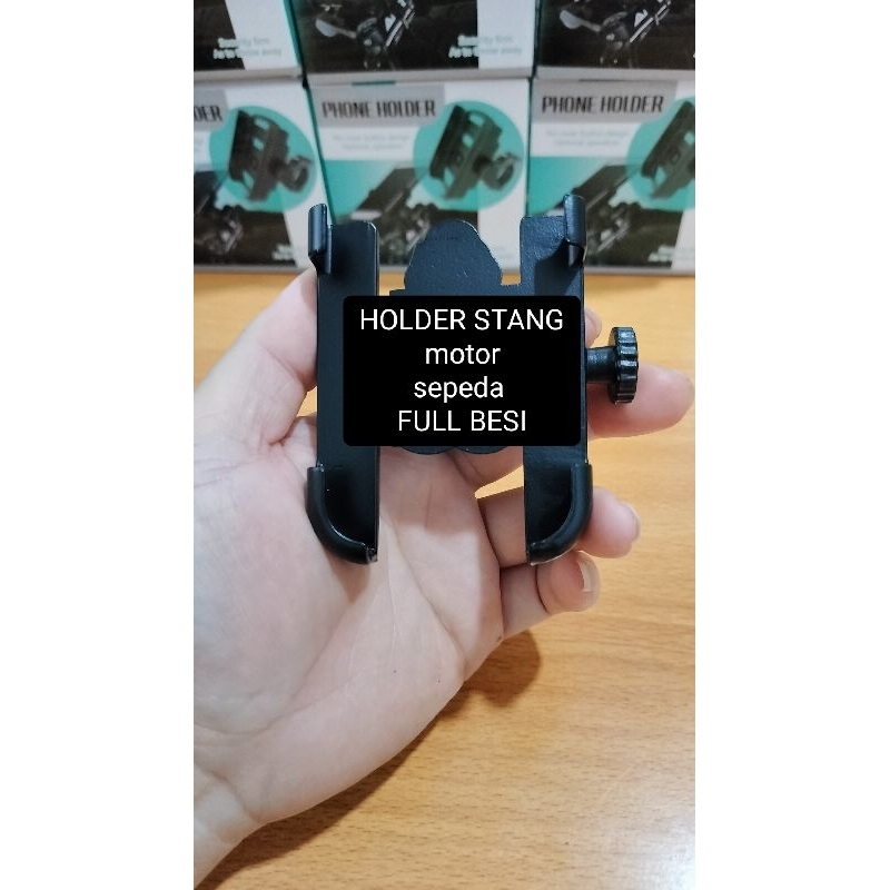 Jual holder stang motor sepeda holder handphone motor holder stang sepeda full besi | Shopee ...