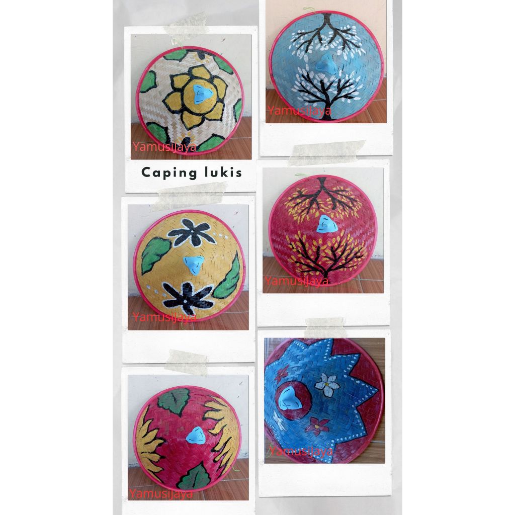 Jual Caping Anyaman Bambu, Caping Lukis Motif Cantik | Shopee Indonesia