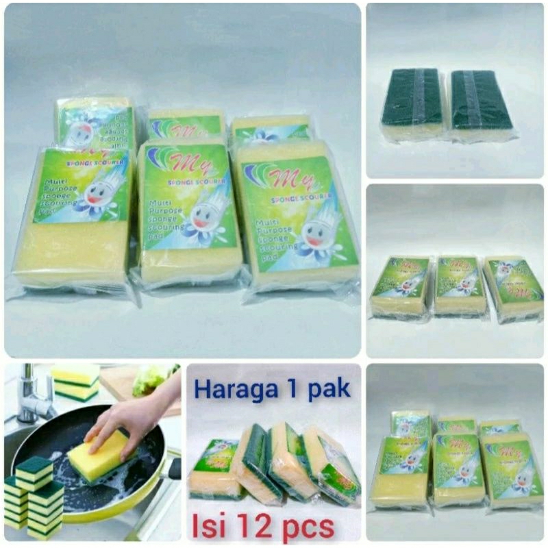 Jual (12pcs) spon cuci piring / busa cuci | Shopee Indonesia