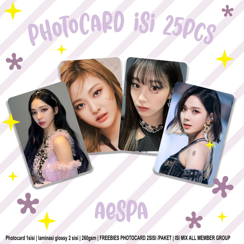 Jual PHOTOCARD AESPA ISI 100pcs / 50pcs / 25pcs BAHAN SUDAH LAMINASI TERMURAH | Shopee Indonesia