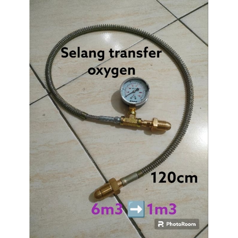 Jual selang transfer oxygen tabung besar ke tabung kecil panjang selang ...