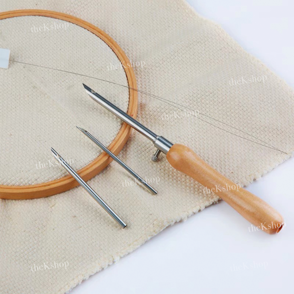 Jual Alat Sulam Punch Needle Gagang Kayu + Jarum 3 Ukuran / Jarum ...