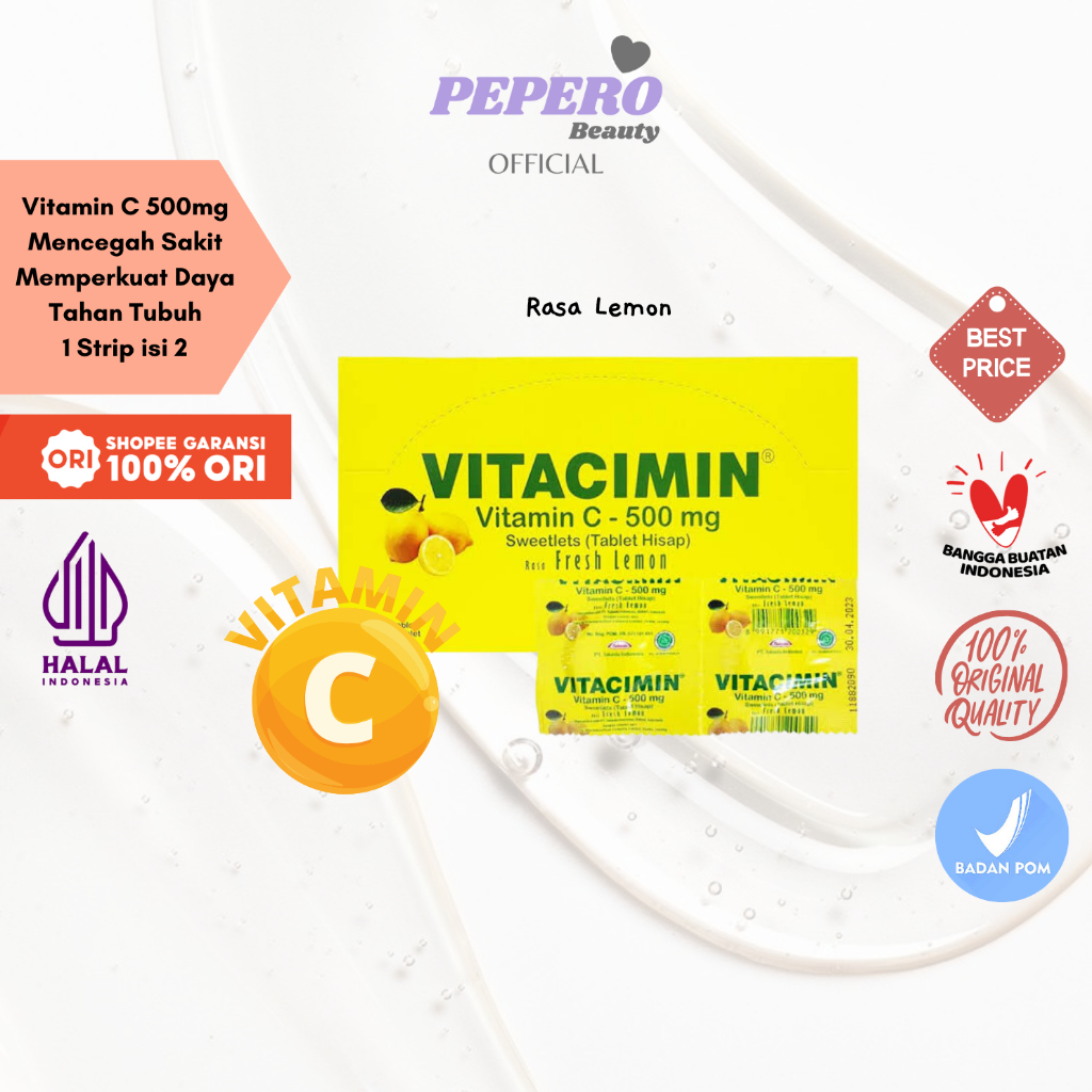 Jual VITACIMIN Vitamin C 500MG 1 Rasa Lemon (1 Strip isi 2 Tablet ...