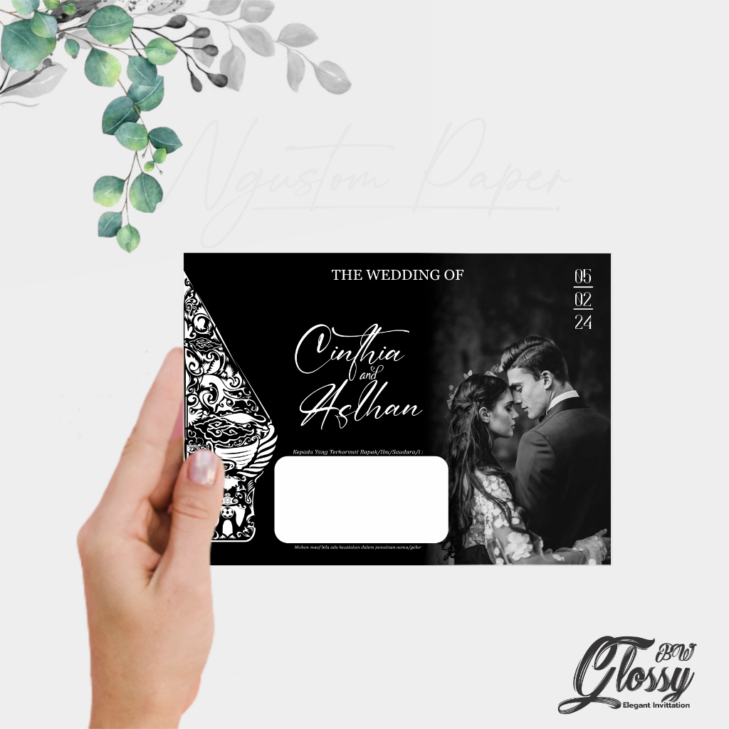 Jual UNDANGAN PERNIKAHAN MEWAH ELEGAN GLOSSY BW - UNDANGAN ART CARTON ...