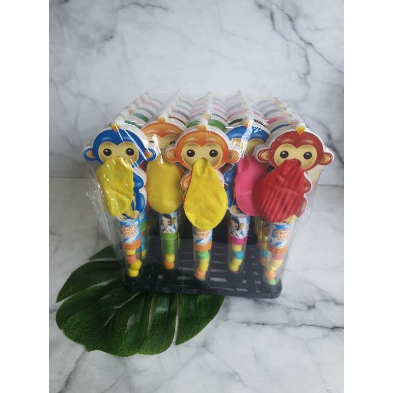 Jual Permen Cemilan Snack Jadul Monyet Monkey Tiup Balon Lucu Mainan ...