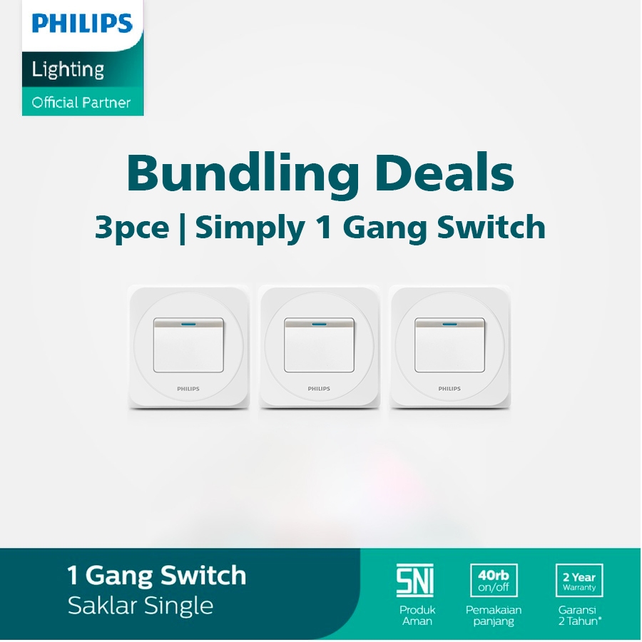 Jual Philips Paket Bundling 3X Simply 1 Gang Switch | Shopee Indonesia