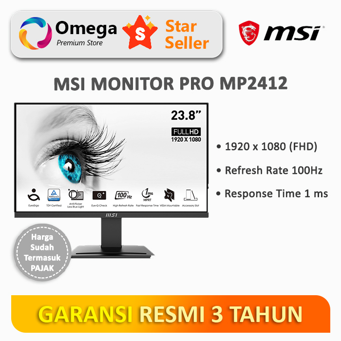 Jual Monitor MSI Pro MP2412 24" FHD 100Hz | Shopee Indonesia