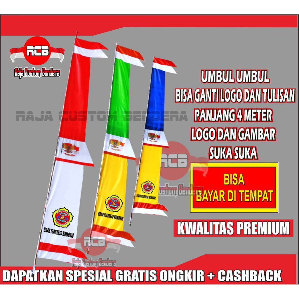Jual UMBUL UMBUL CUSTOM LOGO DAN NAMA PANJANG 4 METER | Shopee Indonesia