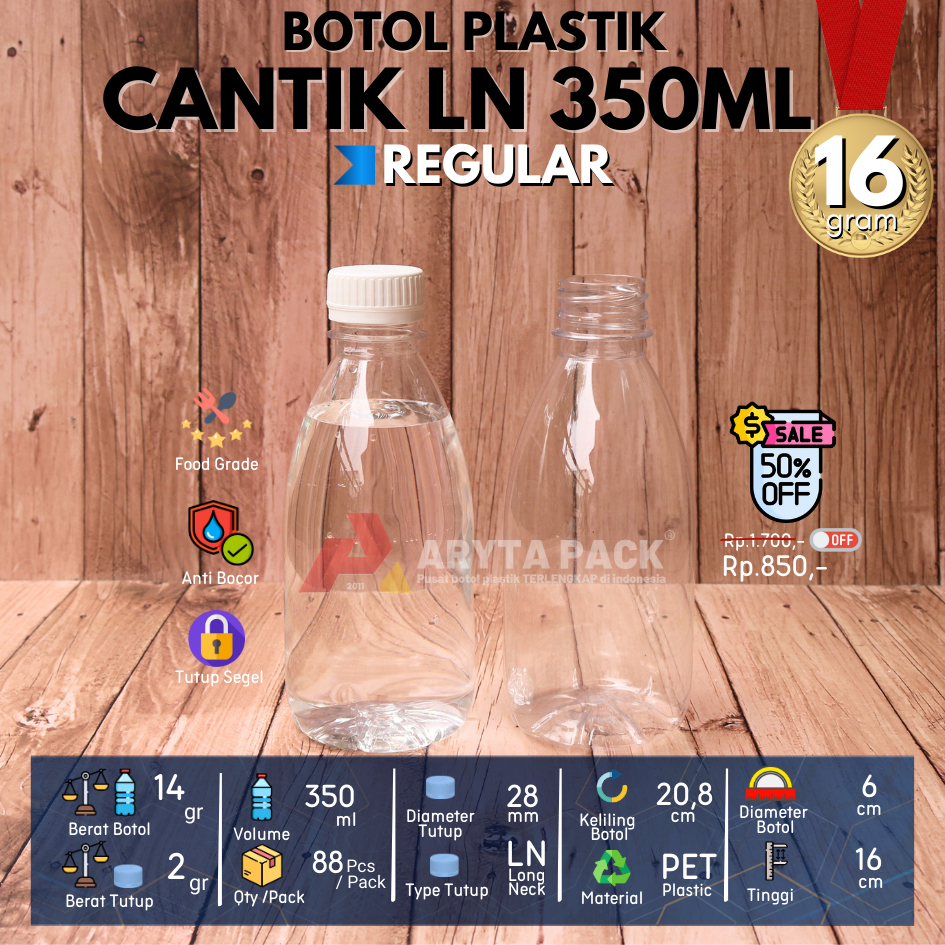 Jual Botol plastik PET 350ml cantik minuman jus susu kopi tutup LN ...