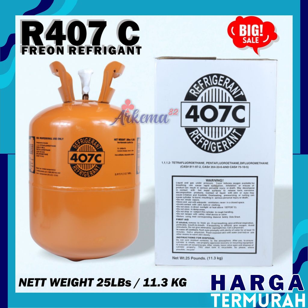 Jual REFRIGERANT R407 | REFRIGERANT R 407 C TABUNG DAN ISI 11,3 KG ...