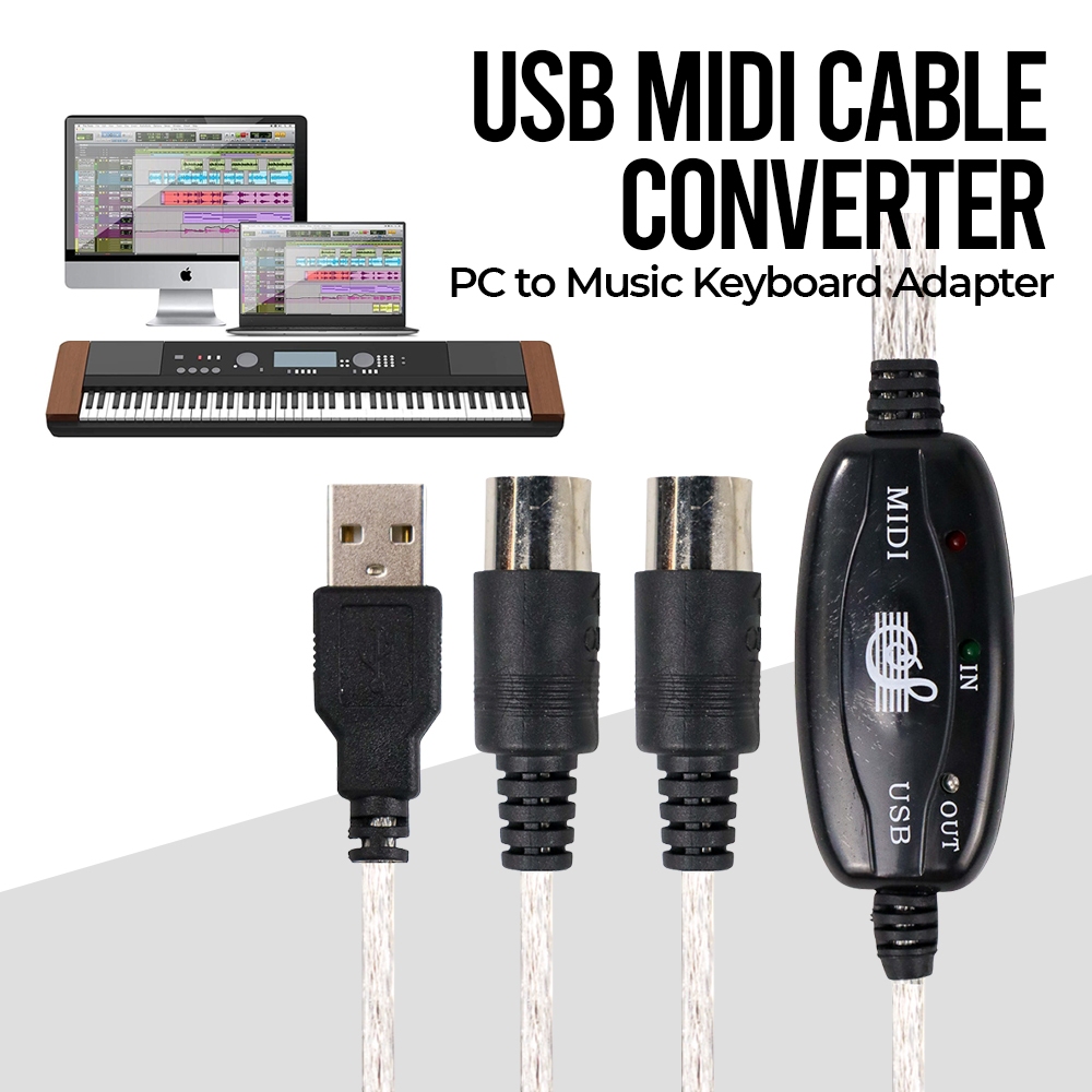 Jual Kabel Konverter PC Ke Keyboard Piano - USB MIDI Cable Converter PC ...