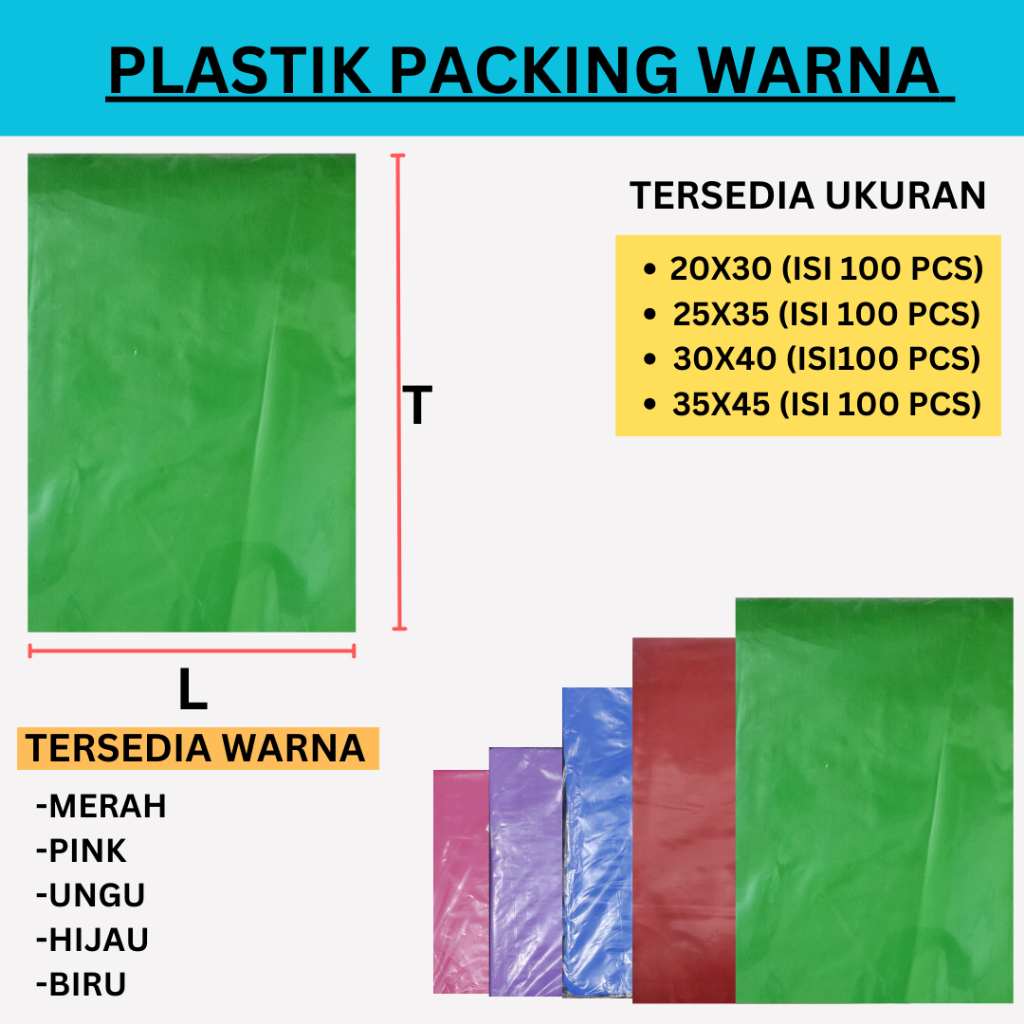 Jual Plastik Packing uk 30x40 (100Pcs) / 25x35 (100pcs) / 20x30 (100pcs ...