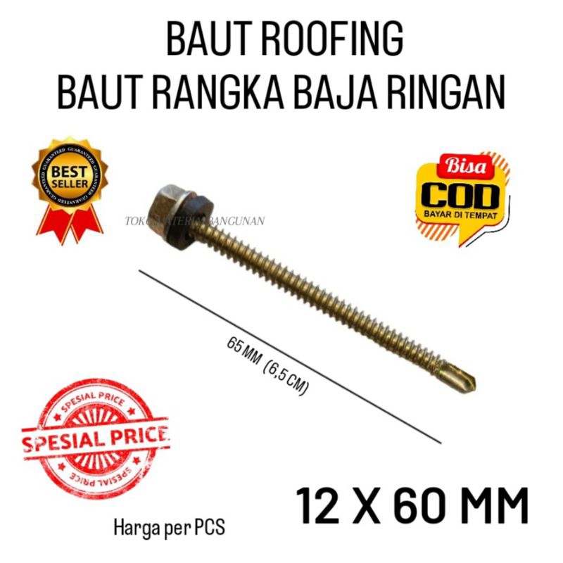 Jual BAUT ROOFING 12 X 60 BAUT KANAL TASO RANGKA BAJA RINGAN | Shopee ...