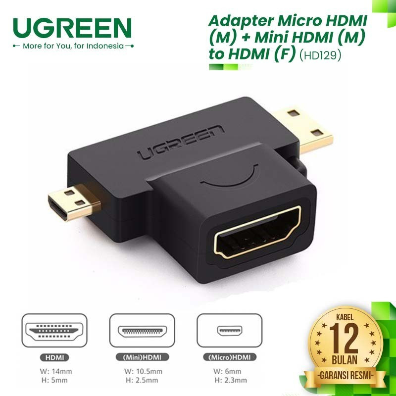 Jual Converter HDMI to Mini HDMI Micro HDMI Multi Adapter Ugreen 20144 ...