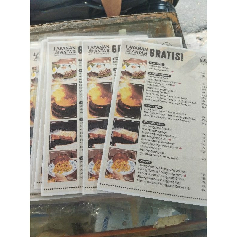 Jual cetak daftar menu makanan minuma laminating | Shopee Indonesia