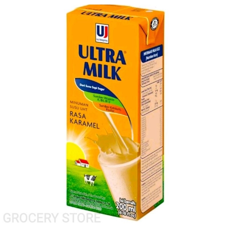 Jual Ultra Milk Susu UHT Rasa Karamel Kemasan 200ml (Satuan) | Shopee ...