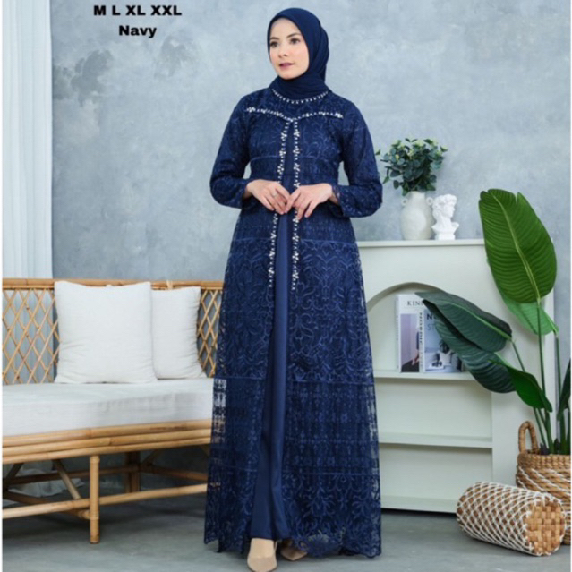 Jual Gamis Regina size M-5L Fashion Muslim Terbaru Baju Pesta dan Dress Kondangan Bahan Tile ...