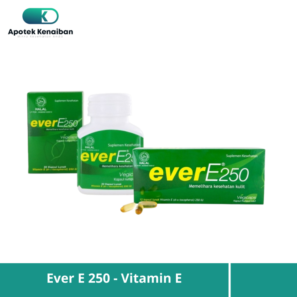 Jual EVER E 250 KAPSUL MENCERAHKAN KULIT / VITAMIN E ANTIOKSIDAN ...