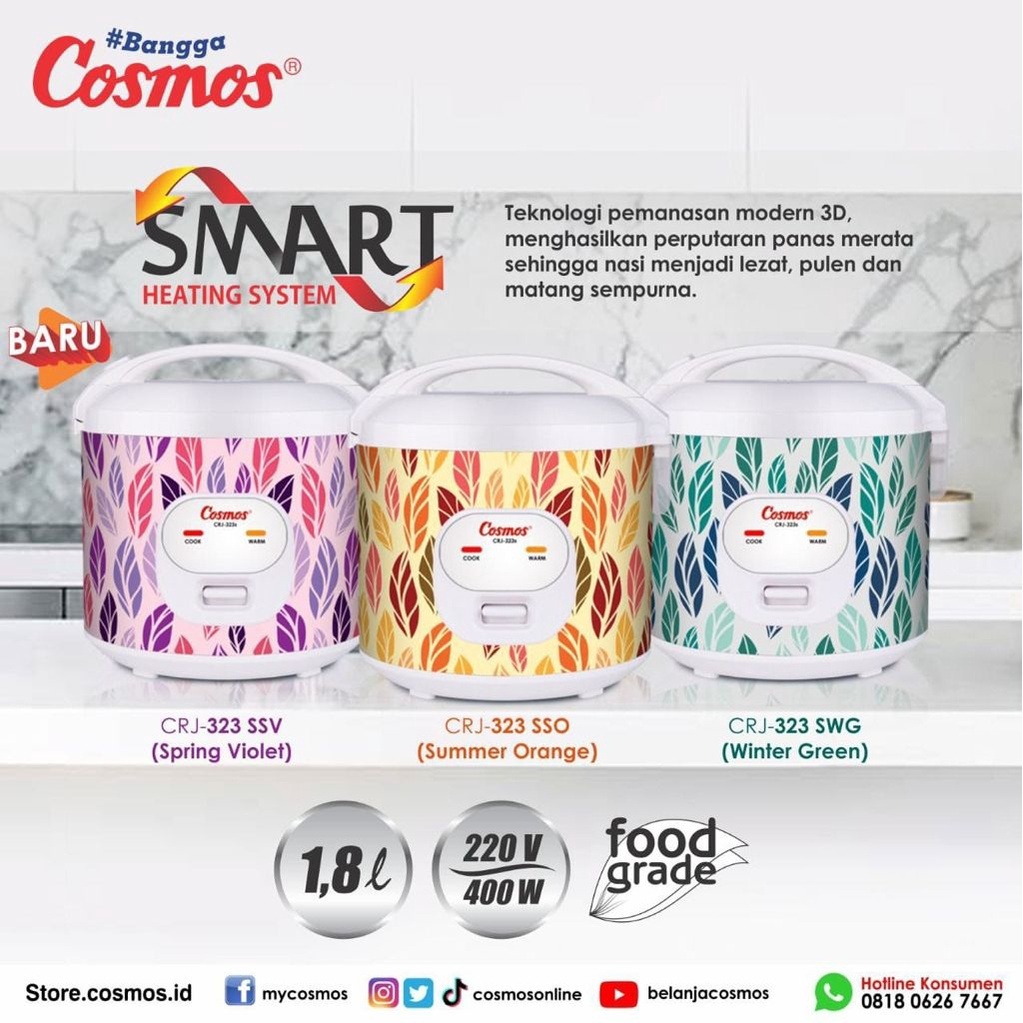 Jual COSMOS Rice Cooker / Magic Com CRJ-323S (1.8 Liter) | Shopee Indonesia