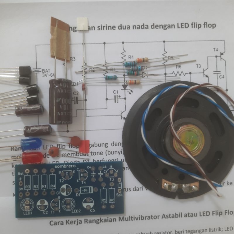 Jual Kit lampu kelap kelip LED Flip Flop bunyi sirine polisi utk praktek rangkaian elektronika ...