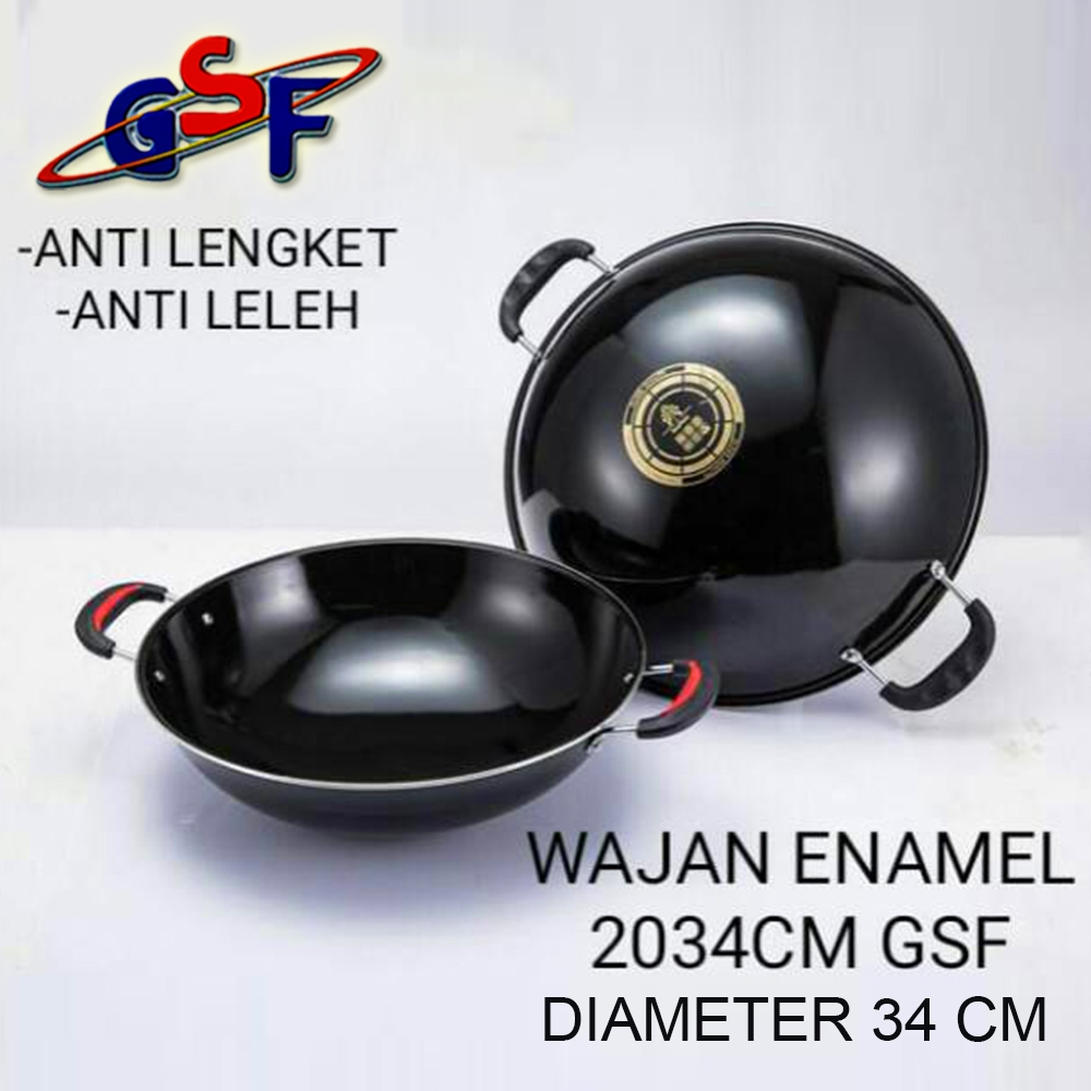 Jual WAJAN ENAMEL GSF 34CM ANTI LENGKET / WAJAN ENAMEL KUPING GSF 34CM ...