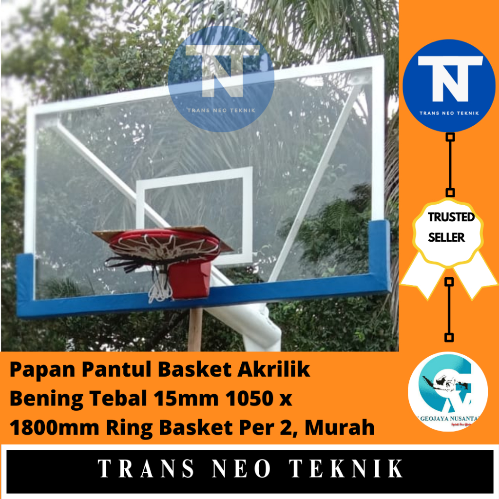 Jual Papan Pantul Basket Akrilik Bening Tebal 15mm 1050 x 1800mm Ring ...