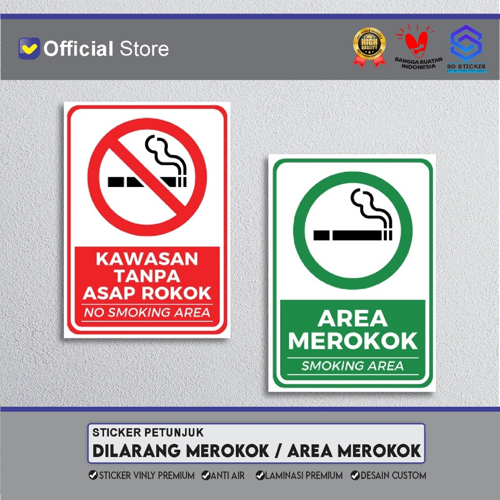 Jual Stiker Peringatan | Sticker Penunjuk | DILARANG MEROKOK - SMOKING ...