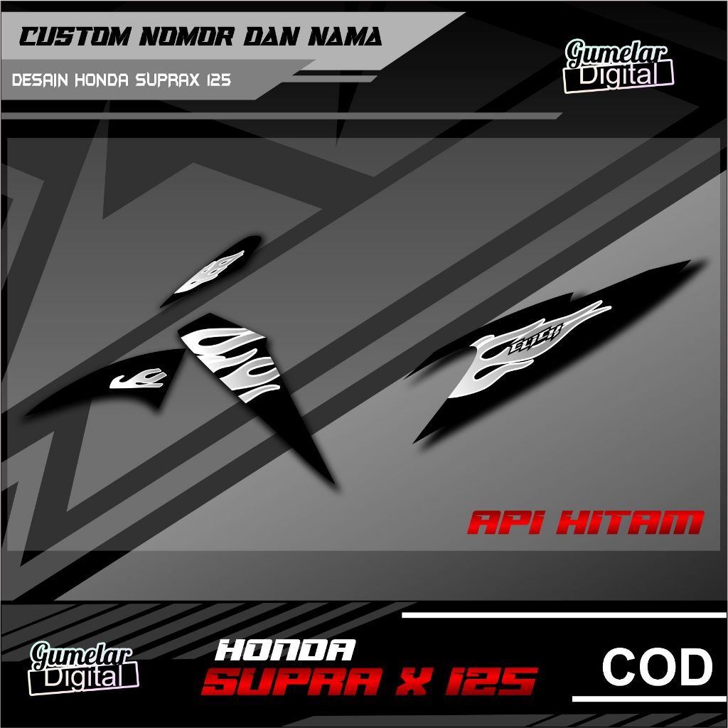 Jual STRIPPING SIMPEL HONDA SUPRA X 125 API HOT WHEELS CUSTOM NAMA ...