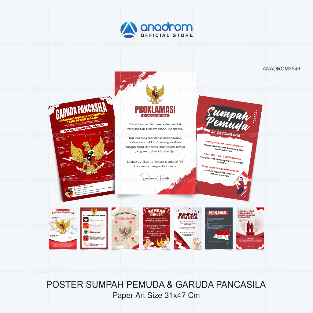 Jual Poster Sumpah Pemuda | Poster Pancasila | Poster Proklamasi ...