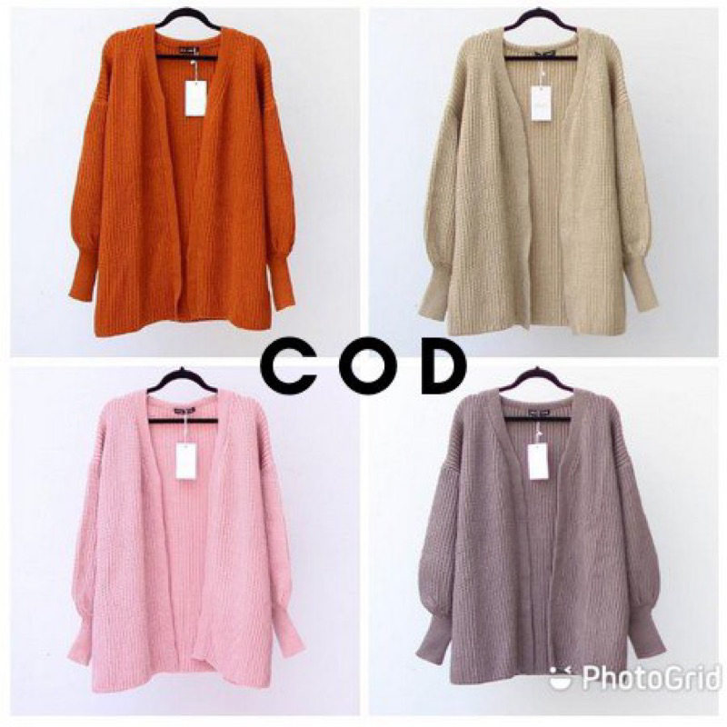 Jual CARDIGAN PREMIUM SOFT KNIT RAJUT OUTWEAR WANITA TANGAN BALON- KARDIGAN WANITA REMAJA DEWASA ...