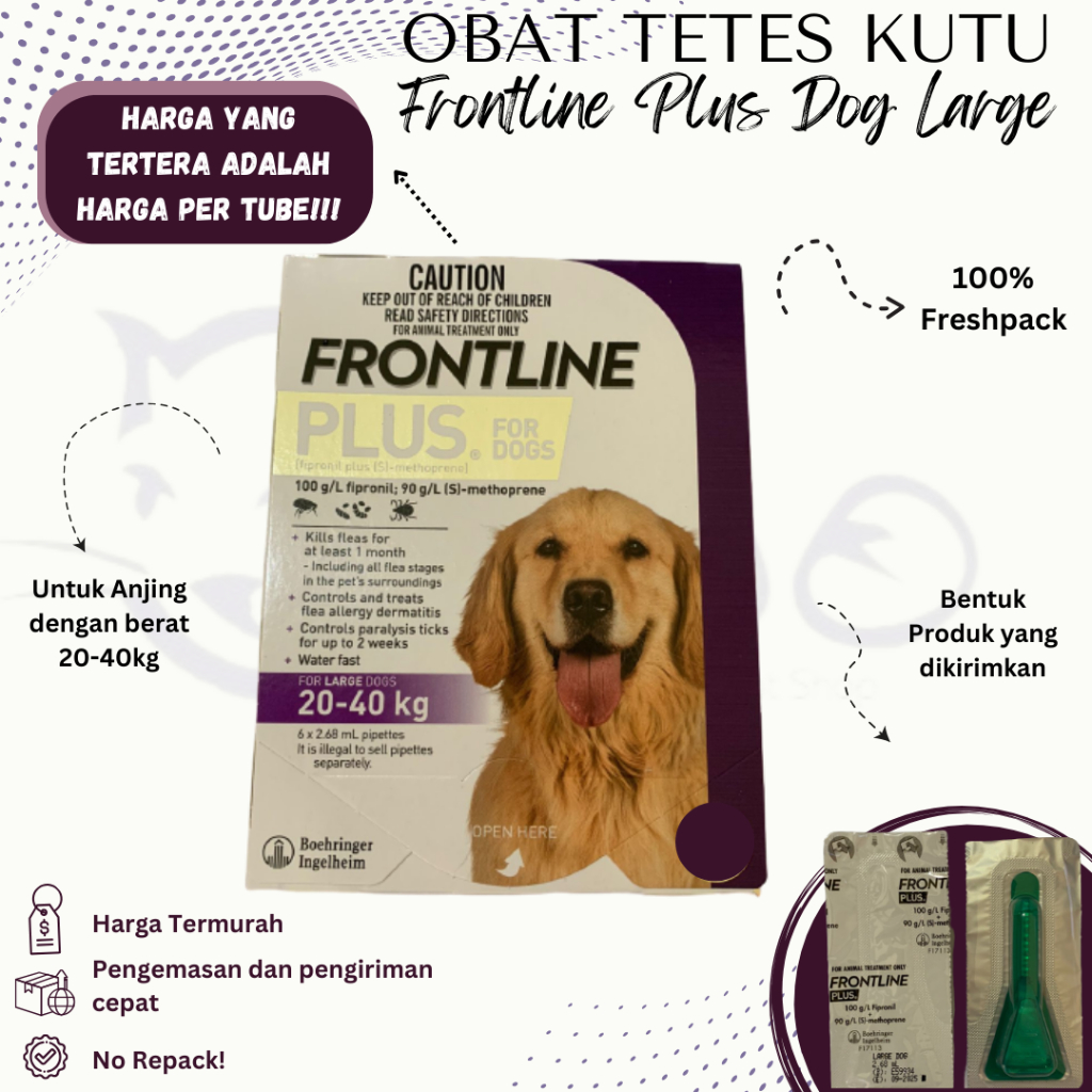Jual OBAT TETES KUTU ANJING - FRONTLINE PLUS DOG L - TETES KUTU DOG ...