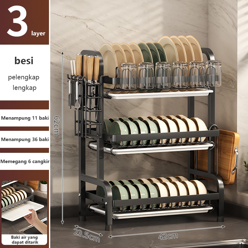 Jual Rak Piring Dengan Peniris Rak PIring Susun Tirisan Rak Piring ...