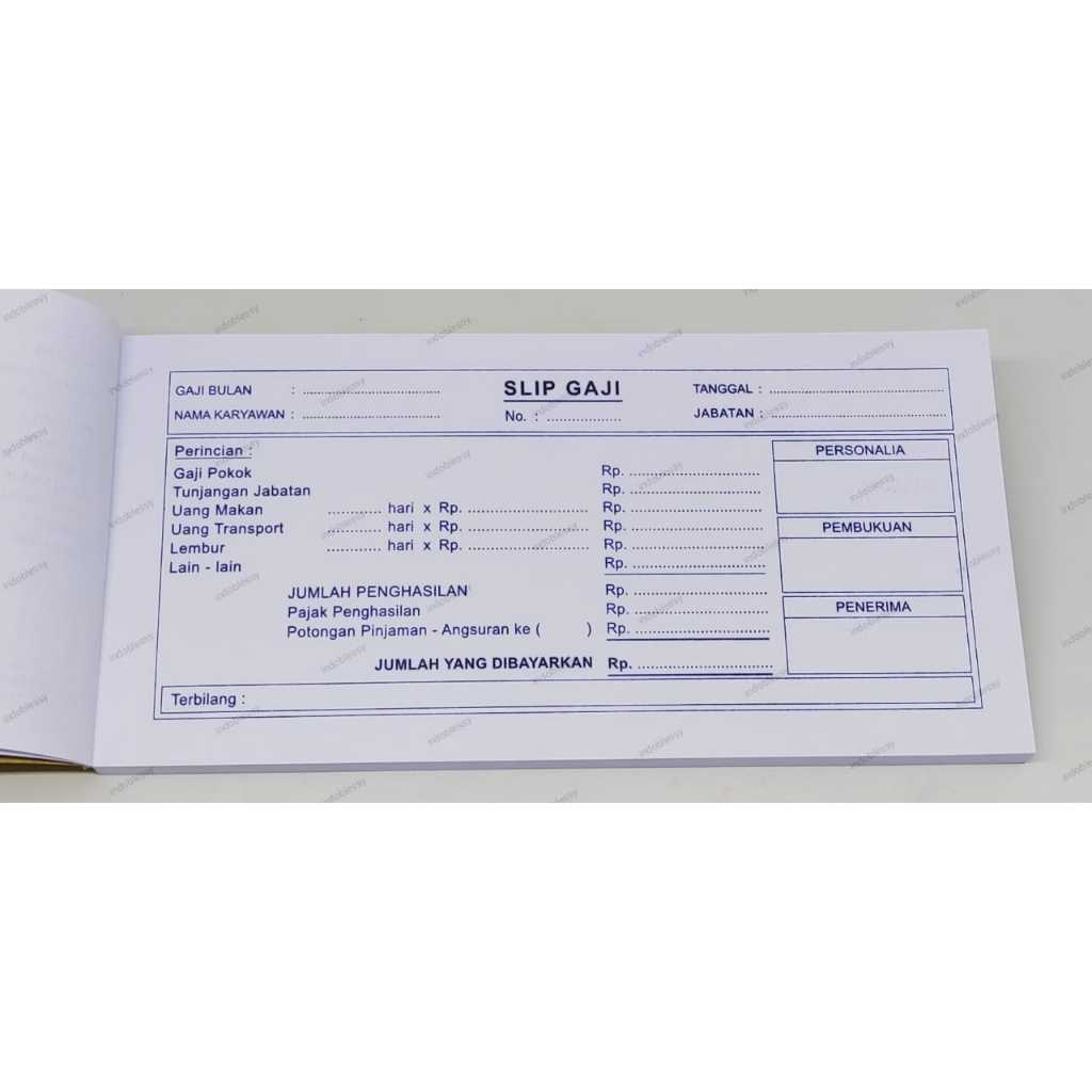 Jual SLIP GAJI buku kwitansi upah 1/3 FOLIO 1 Rangkap HVS 1 Ply BUKTI ...