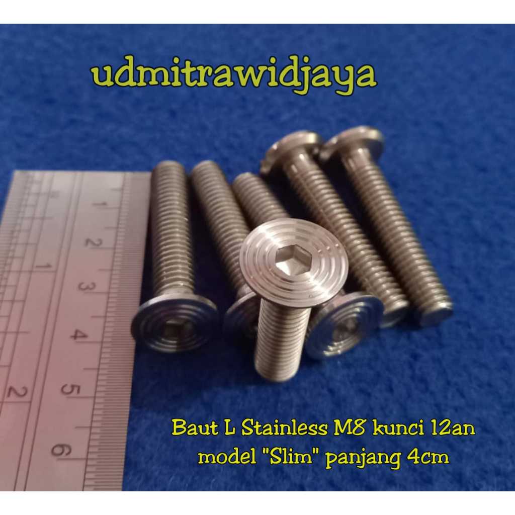 Jual Baut Flat L baut countersink 8x40 4cm tirus verseng L kunci 12/L 5mm panjang 40mm baut L ss ...