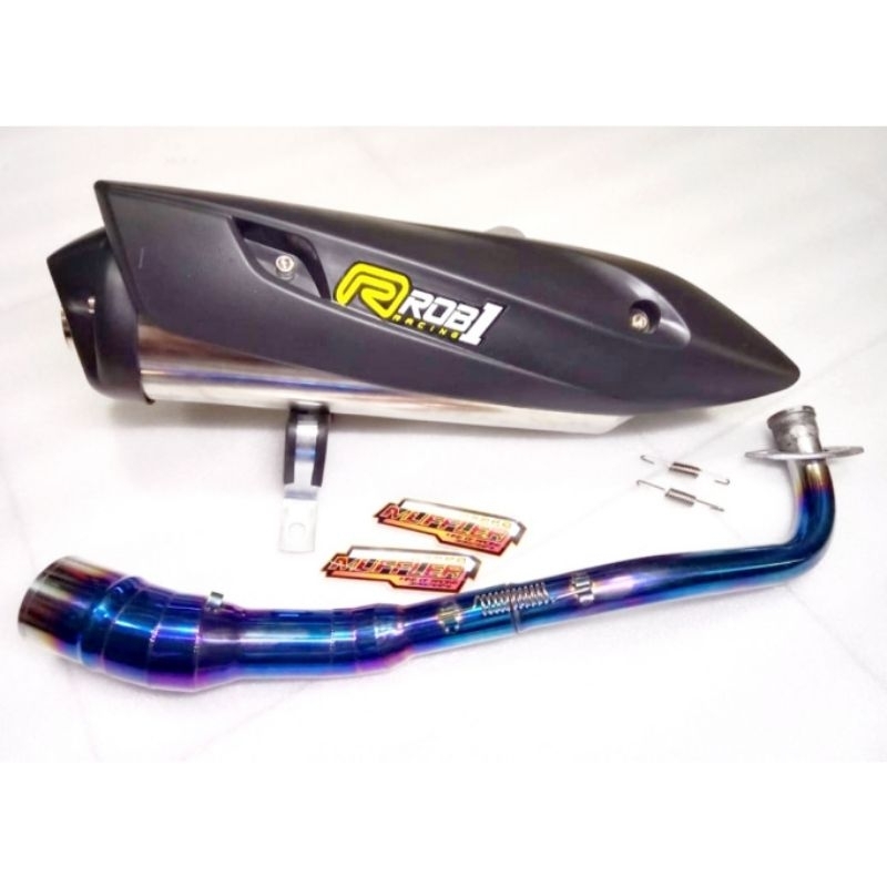 Jual [COD]Knalpot Standar Racing ROB 1 Bass Adem Fullsett leheran Blue ...