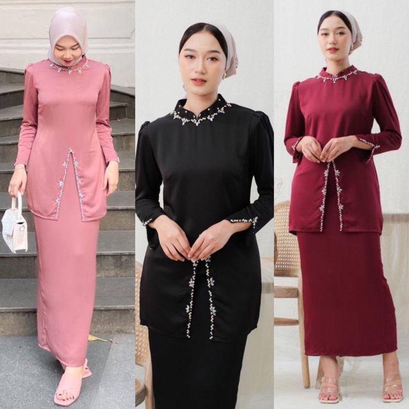 Jual (ADA JUMBO) Oneset Elliza Kurung Melayu Dress Setelan Wanita Baju Kondangan Modern Full ...