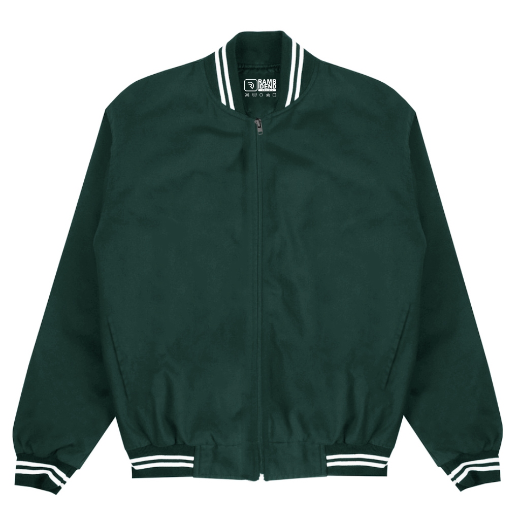 Jual Rambidend - Varsity Jaket Distro Unisex Outwear Daily Green Botle ...
