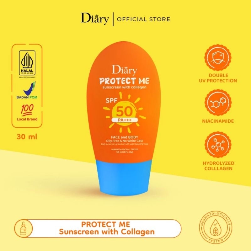 Jual DIARY PROTECT ME SUNSCREEN SPF50PA+++ With Collagen 30 ml | Shopee Indonesia