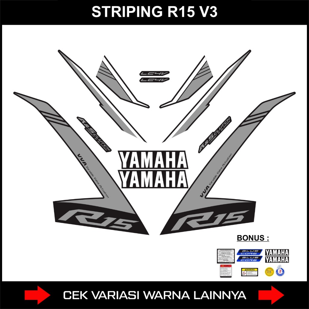 Jual Striping R15 V3 Lis Grafis Simpel / Stiker Motor Yamaha R15 V3 YZF ...