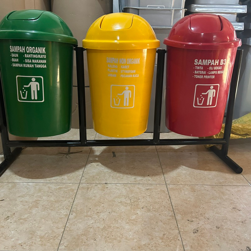 Jual tempat sampah 3 pilah kapasitas 80 litter | Shopee Indonesia