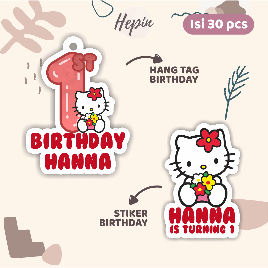 Jual (30pcs) cetak Hang tag ulang tahun & stiker ulang tahun edisi ...