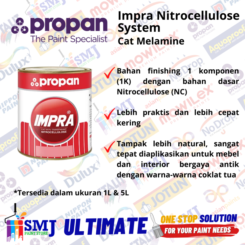 Jual Cat Melamine Lack Propan IMPRA NC-141 Clear Doff 1L tanpa obat ...